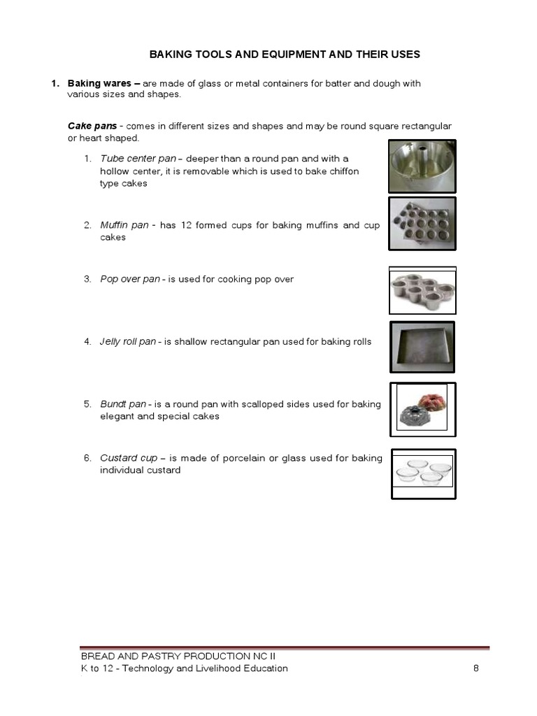 Module Baking Tools and Equipment and Their Uses | PDF | Cakes | Oven