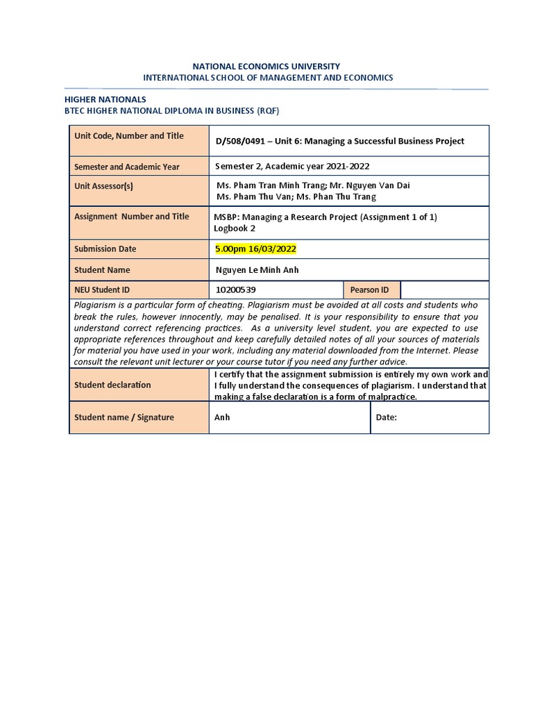 MSBP - Logbook 2 - PMP | PDF | Questionnaire | Business