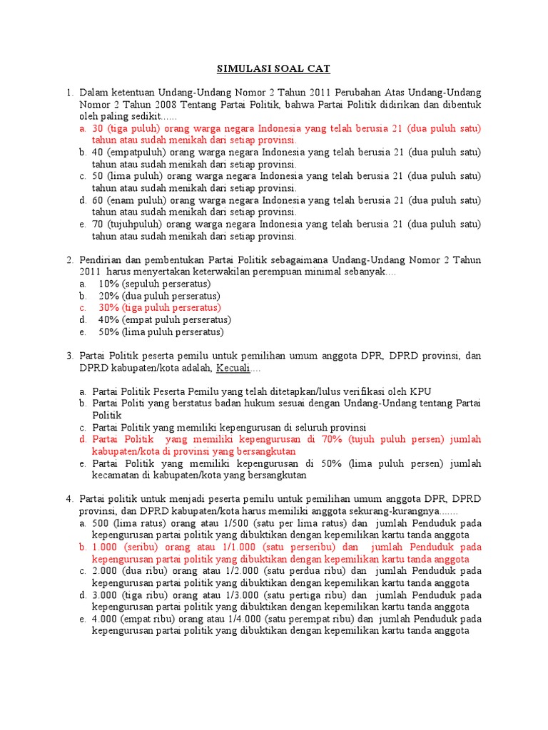 Simulasi Soal Cat | PDF