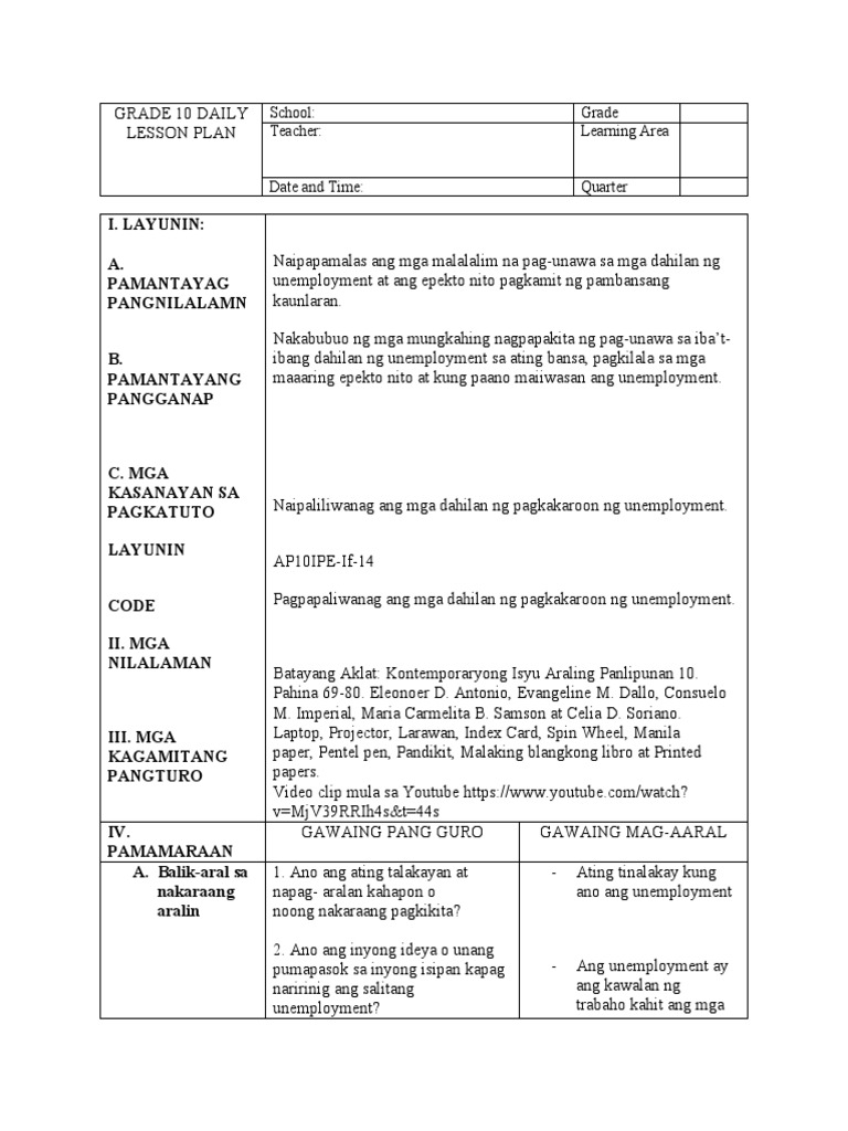 Detailed Lesson Plan | PDF