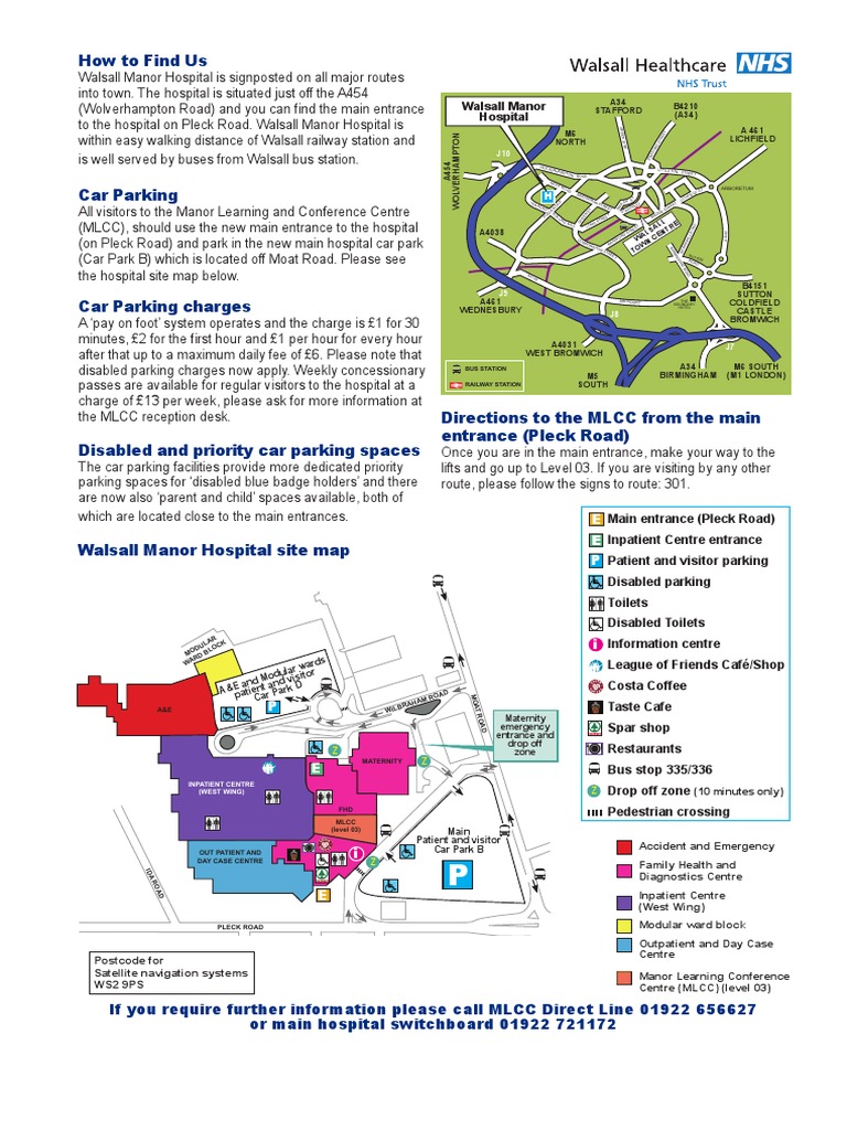 Walsall Manor Hospital Route and Map Guide | PDF | Patient | Transport