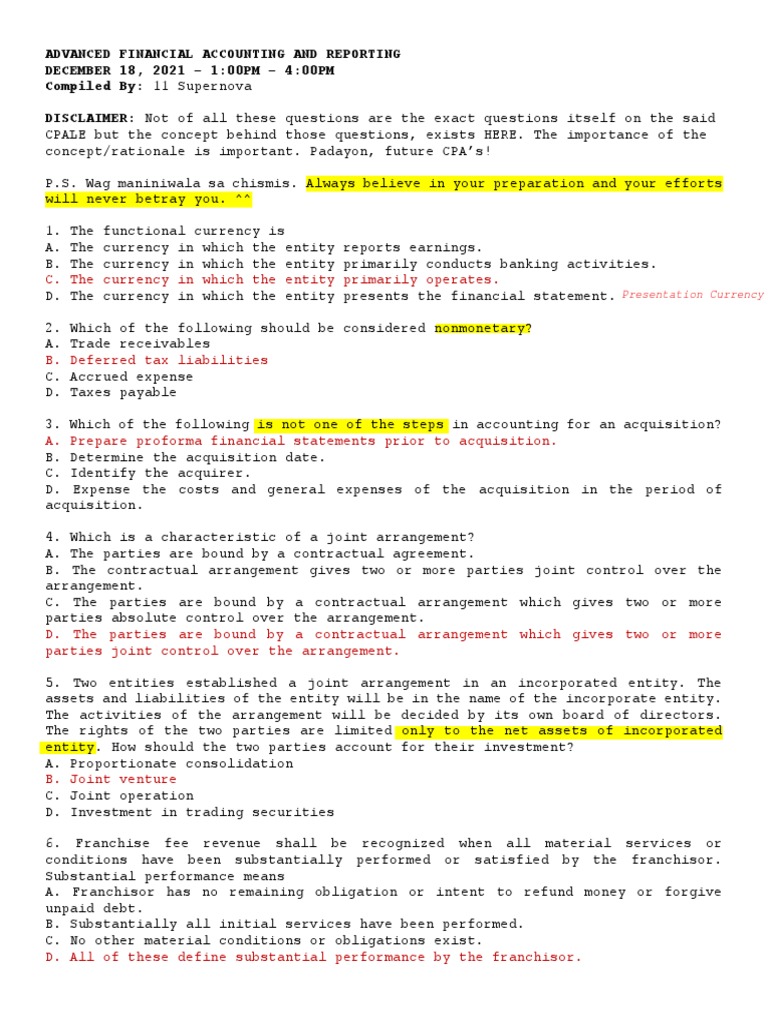 AFAR | PDF | Book Value | Franchising