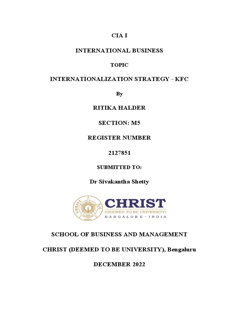 Sahil Chelat - IB CIA 1 | Download Free PDF | Franchising | Fast Food Restaurants