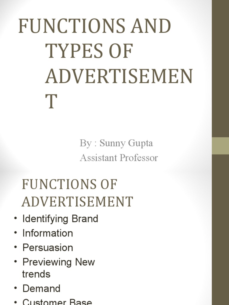 Functions and Classification of Advertisements | PDF | Advertising ...