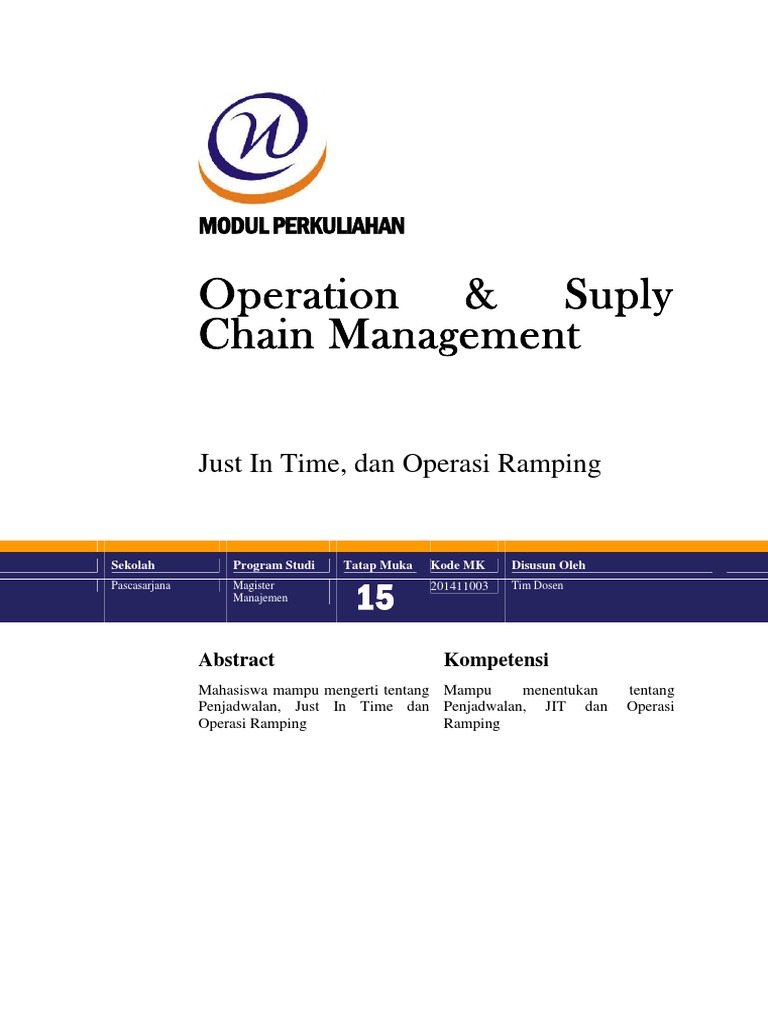 MODUL 14 OSCM Just in Time, Dan Operasi Ramping | PDF