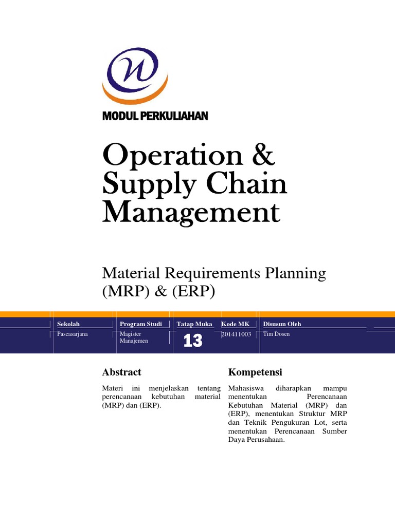 MODUL 13 OSCM Material Requirements Planning | PDF