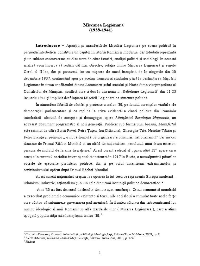 Miscarea Legionara 1938 1941 | PDF