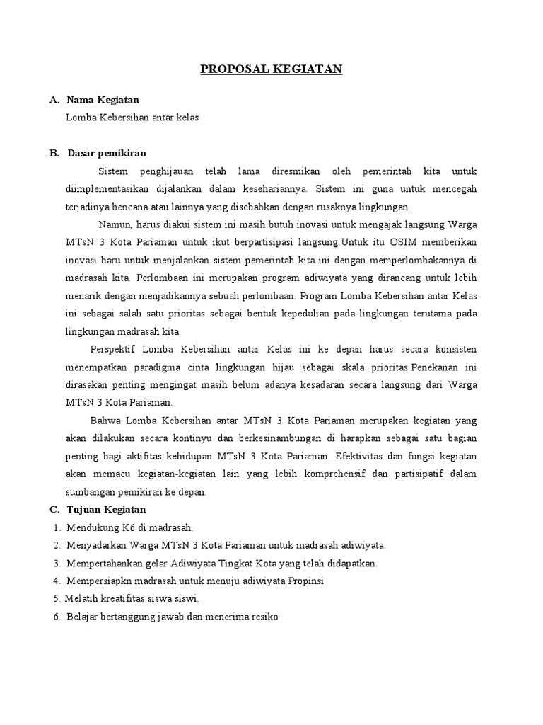 PROPOSAL KEGIATAN k6 | PDF