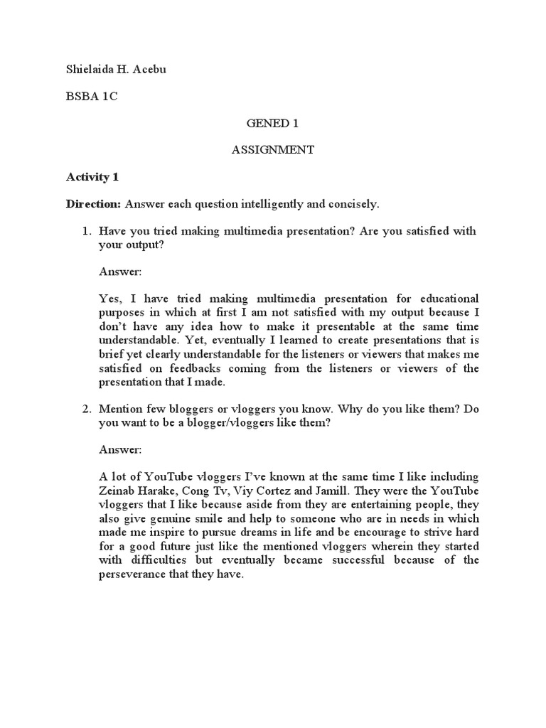 Gened1 Assignment | PDF | Essays