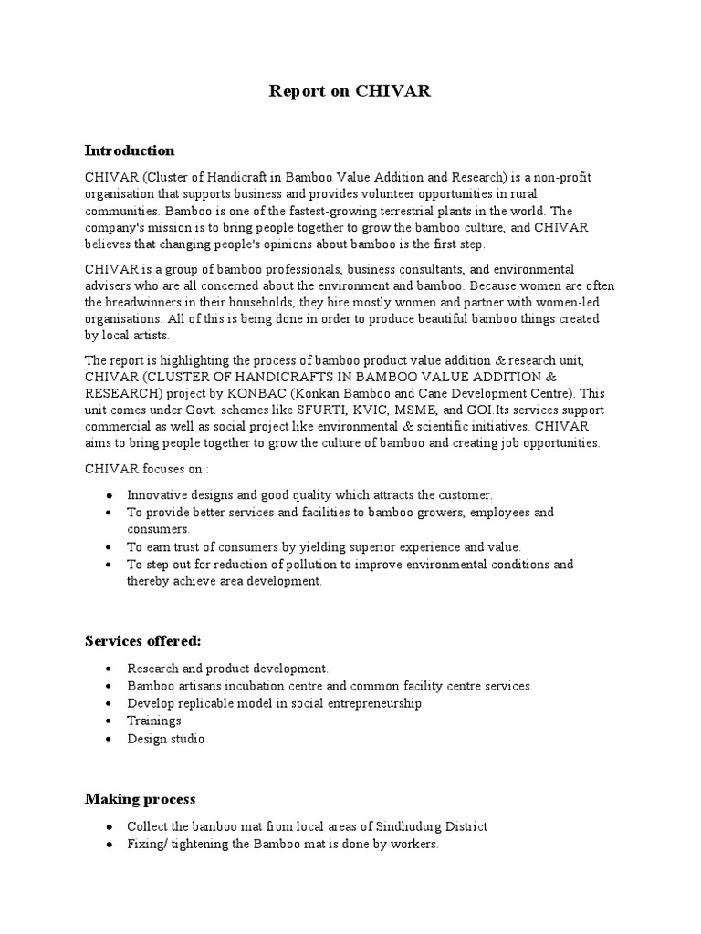 Report On CHIVAR Visit 2022 | PDF | Bamboo | Economies