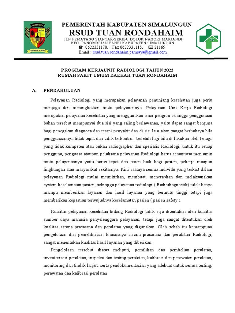 Program Kerja Radiologi | PDF | Sains & Matematika