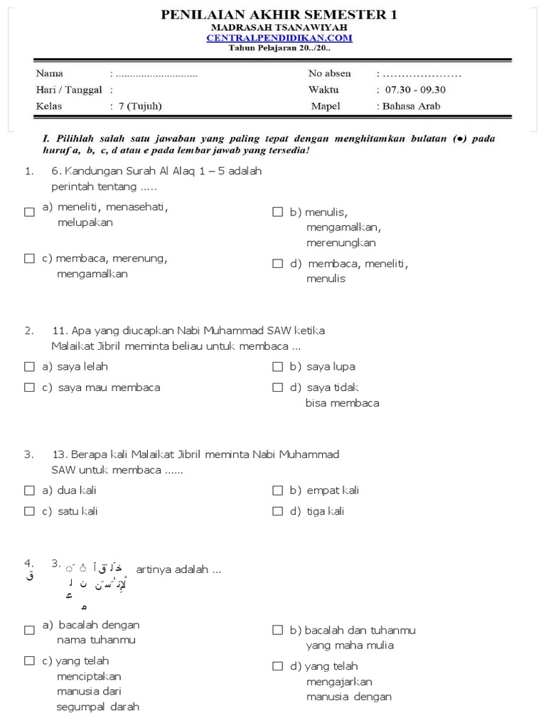 SDH Word Centralpendidikan - Com PAS Al Quran Hadits Kelas 8 FIX | PDF