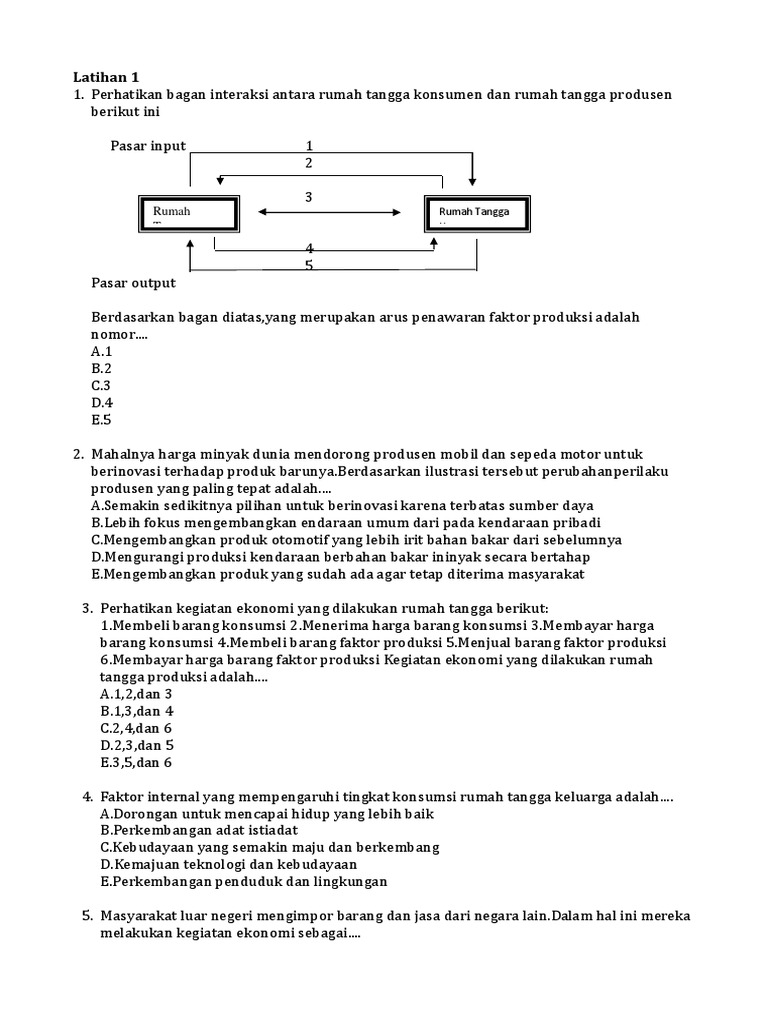 Soal Latihan Ekonomi Kelas X | PDF