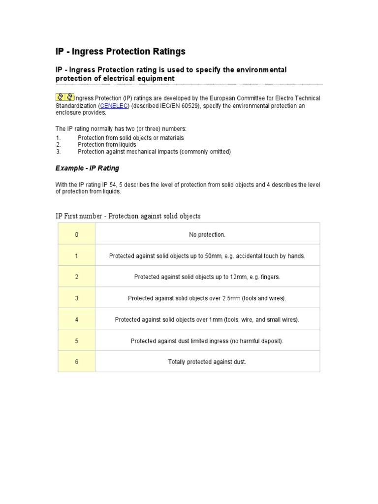IP-Ingress Protection Ratings | PDF | Electricity | Electrical Engineering