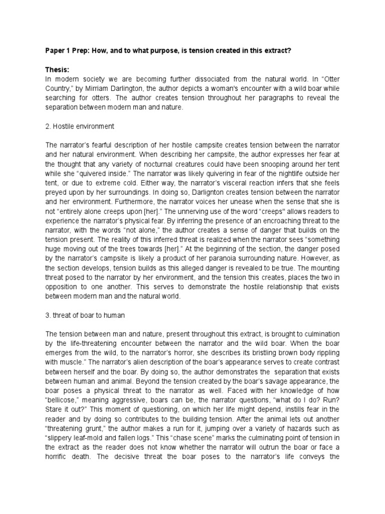 Paper 1 Prep - How, and To What Purpose, Is Tension Created in This ...