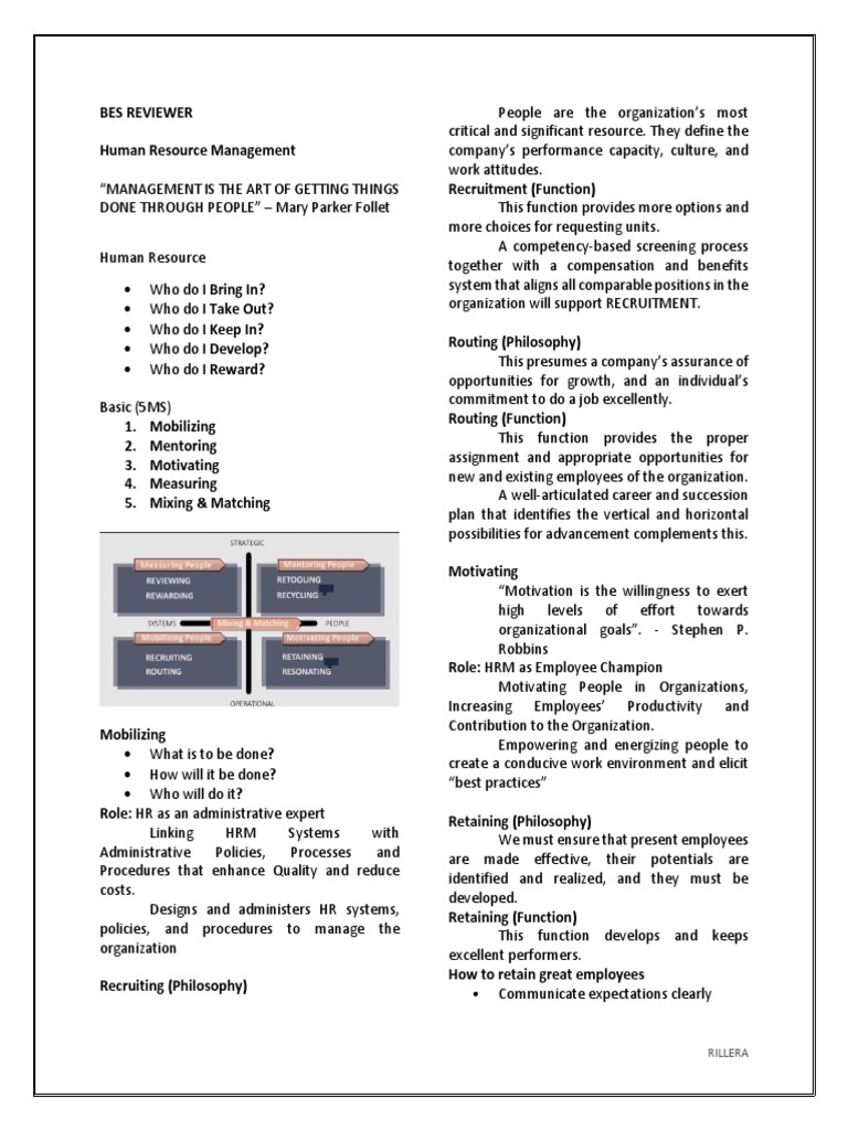 Bes Reviewer | PDF | Human Resource Management | Return On Investment