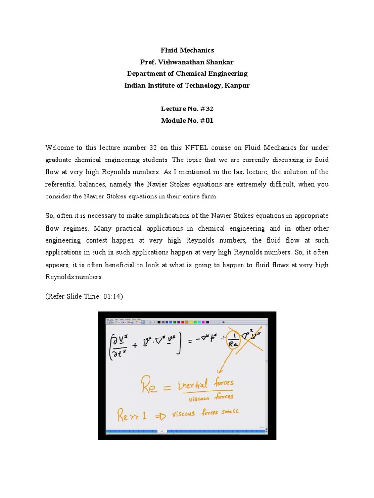 Lec 32 | PDF | Fluid Dynamics | Navier–Stokes Equations