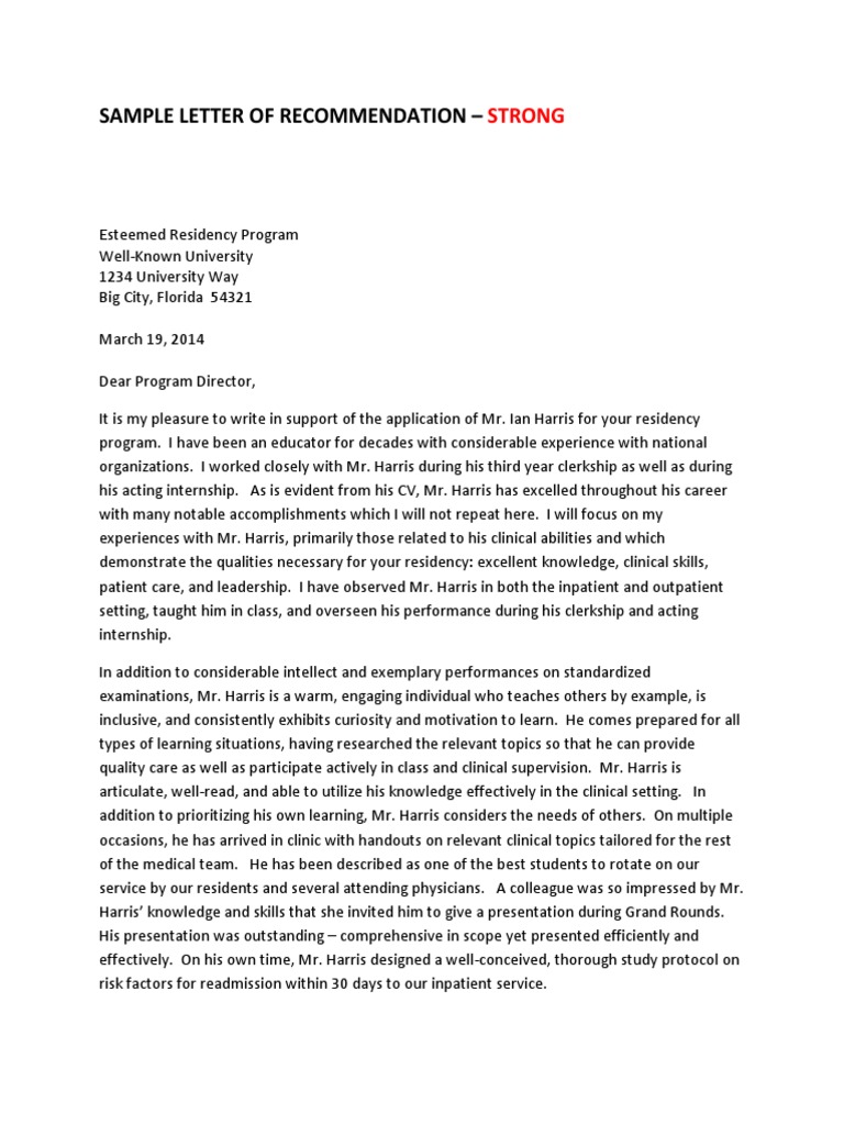 CSOM Sample-Letters-of-Recommendation | PDF | Residency (Medicine ...