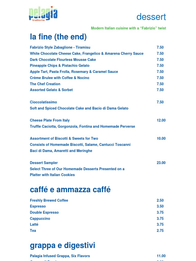 Menu Dessert | PDF | Desserts | Italian Cuisine