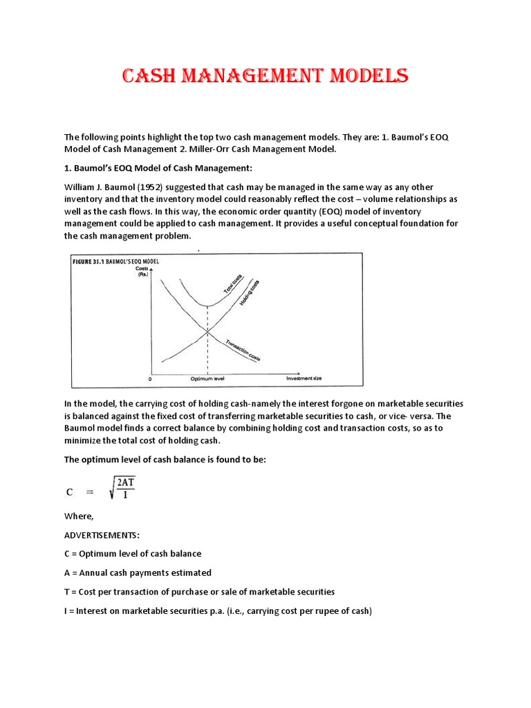 Models of Cash MGT-1 | PDF | Interest | Cash