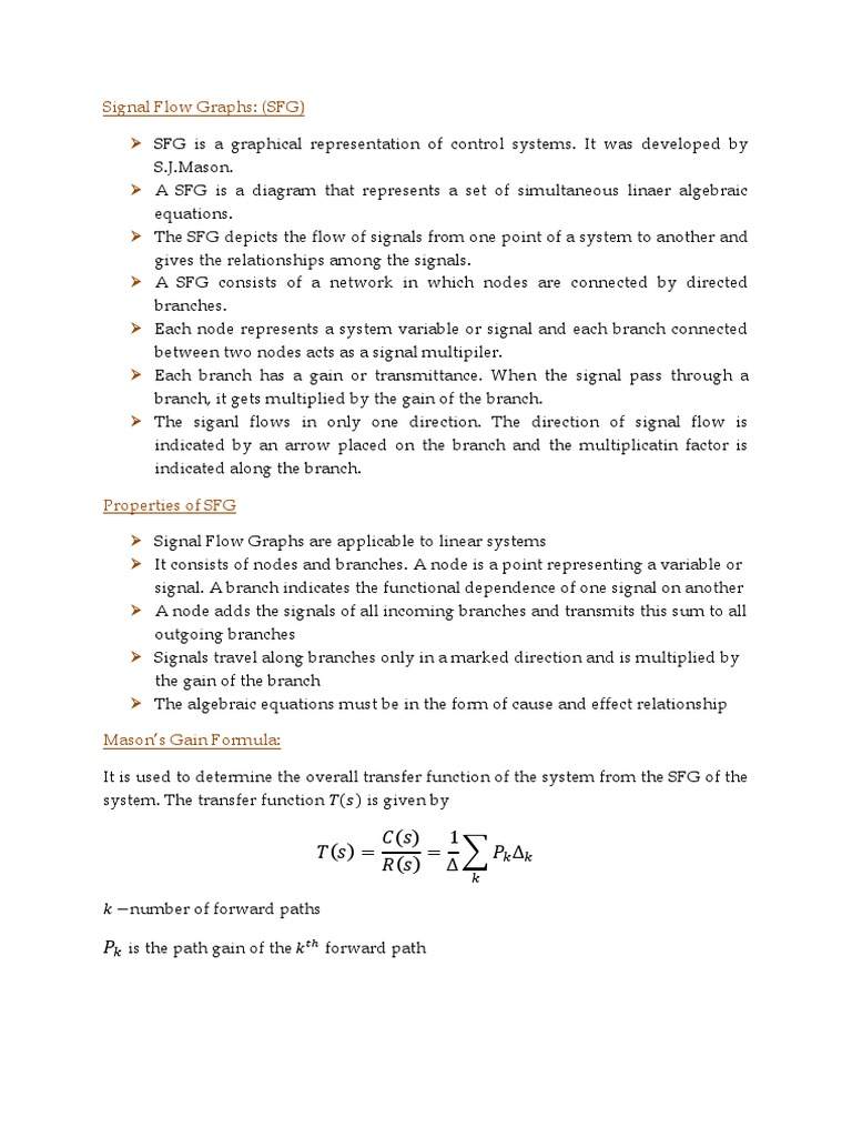 Signal Flow Graphs: (SFG) | PDF | Discrete Mathematics | Computer Engineering