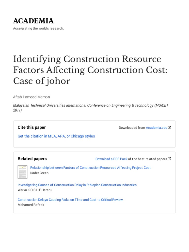 Construction Cost Factors in Johor | PDF | Survey Methodology | Economies