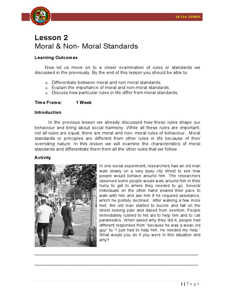 Module 1 Lesson 2 Moral Non - Moral Standards | PDF | Morality | Etiquette