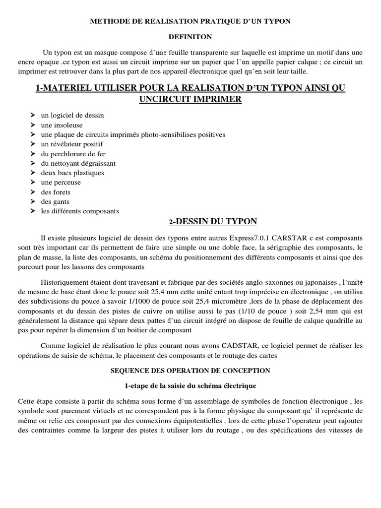 Méthode de Réalisation d'un Typon | PDF | Circuit imprimé | Imprimante ...