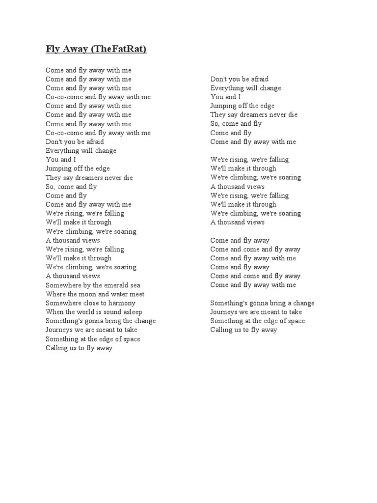 Lirik Lagu Fly Away | PDF | Language Arts & Discipline