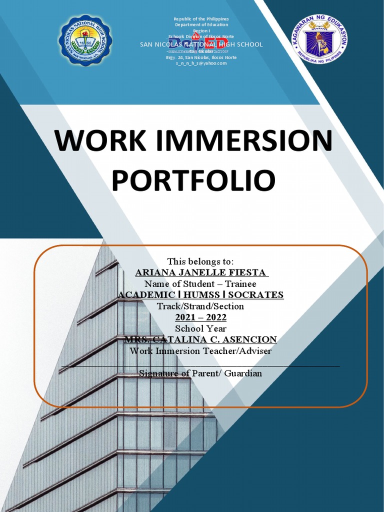 Work Immersion Portfolio G12 1 | Download Free PDF | Job Interview | Confidentiality