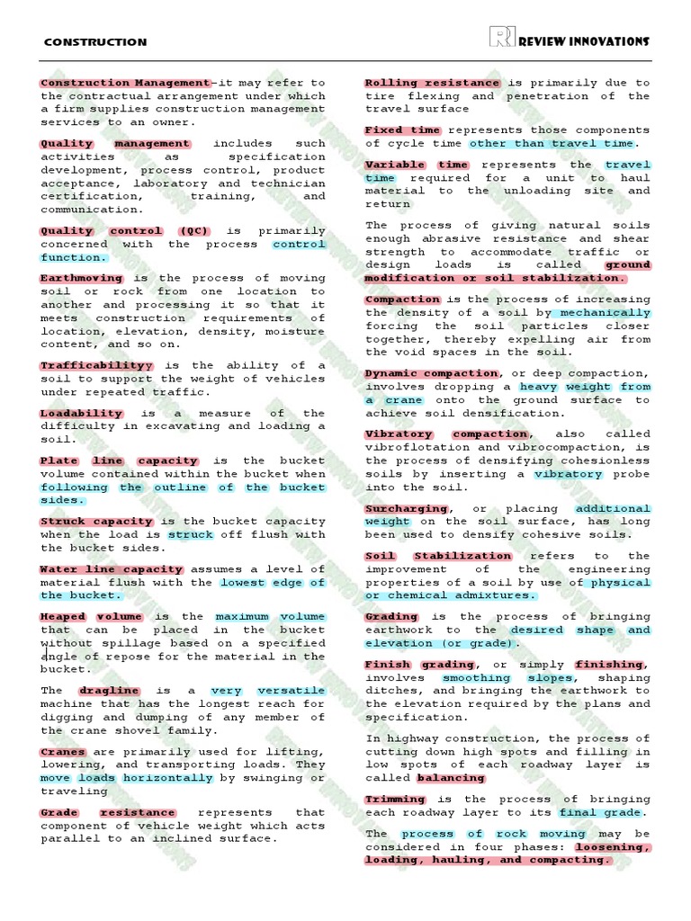 Construction Concepts And Terms Compilation Pdf