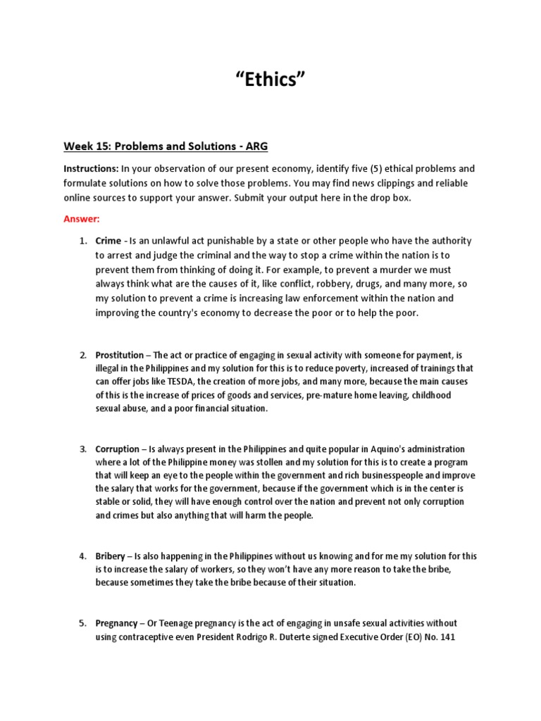 Ethics - Week 15 Problems and Solutions - ARG | PDF | Teenage Pregnancy ... Ethics - Week 15 Problems and Solutions - ARG | PDF | Teenage Pregnancy ...