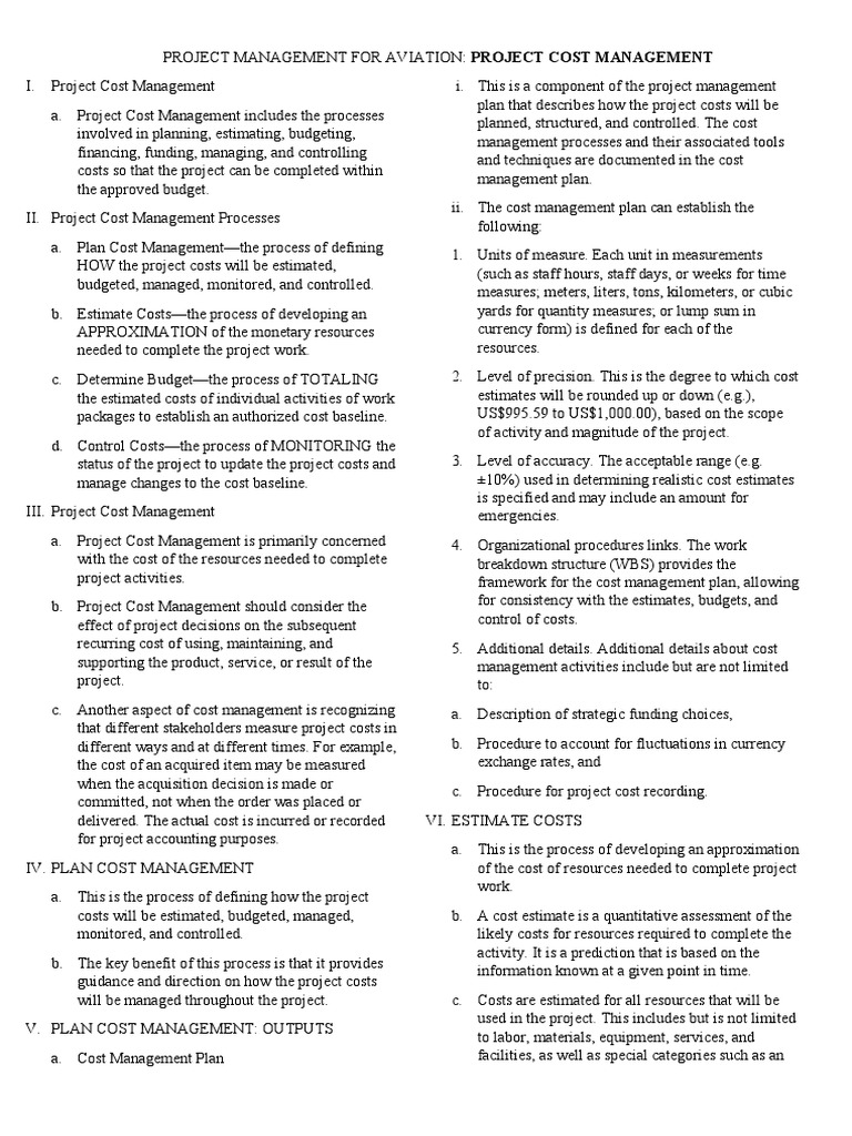 Project Cost Management | PDF | Cost Accounting | Cost