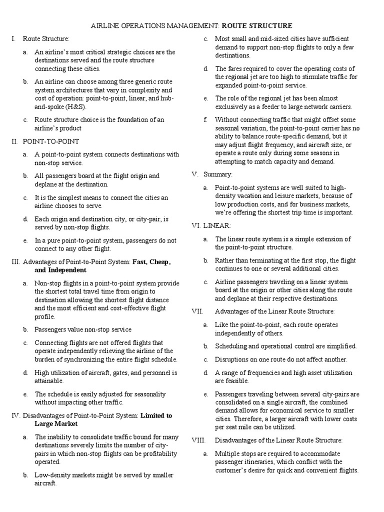 Route Structure | PDF | Airline Hub | Airlines