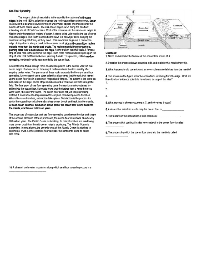 Seafloor Spreading Act | PDF | Seabed | Structure Of The Earth