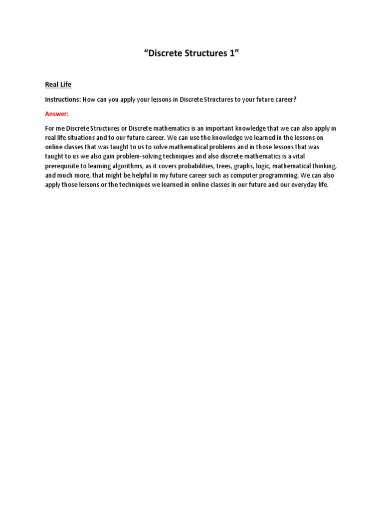 Discrete Structures 1 - Real Life | PDF | Computers