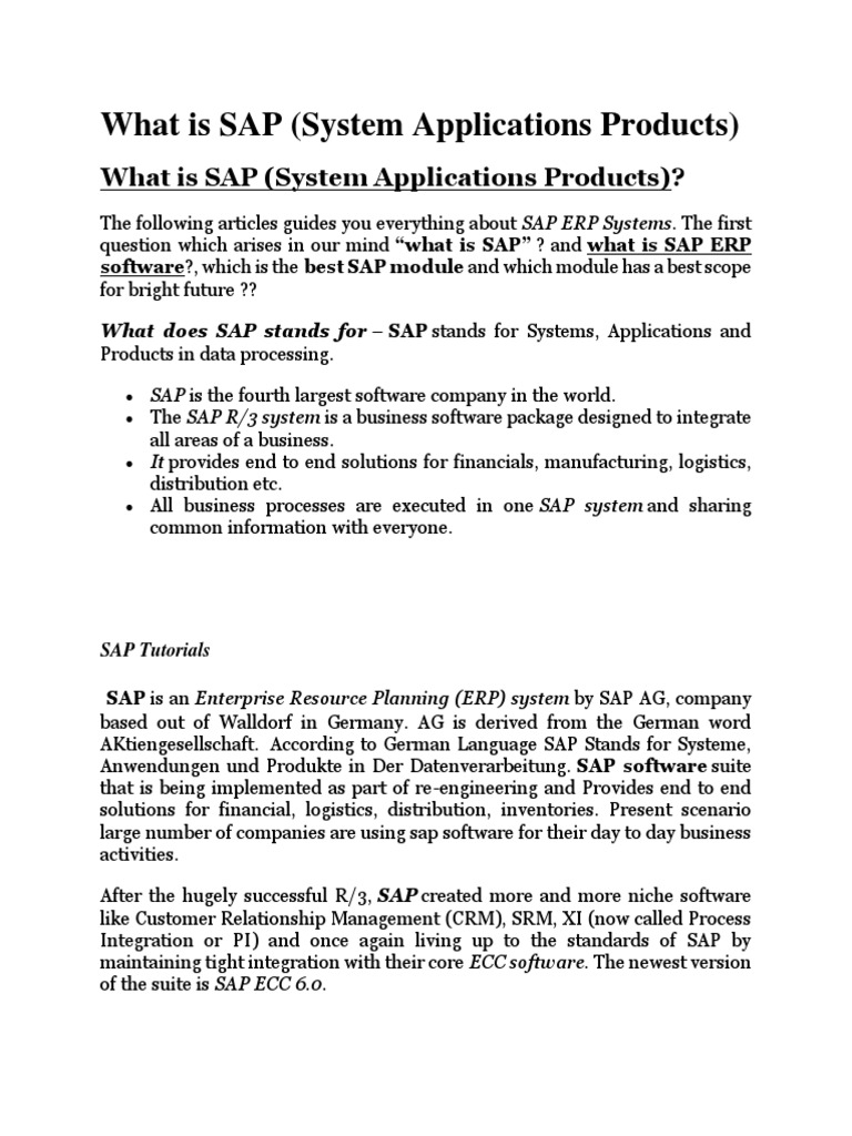 What Is SAP | PDF | Information Management | Computer Science