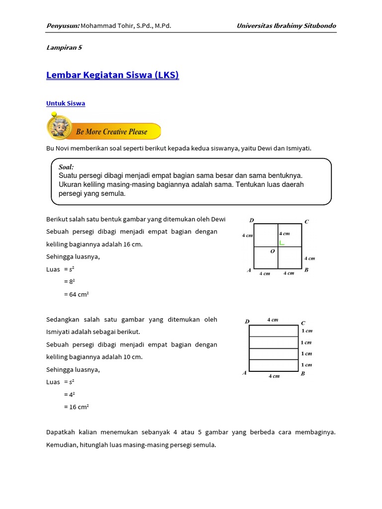 LKPD 5 Untuk Guru - Keliling Dan Luas Segiempat-1 | PDF