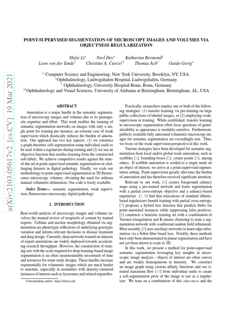 Point-Supervised Microscopy Segmentation | PDF | Image Segmentation