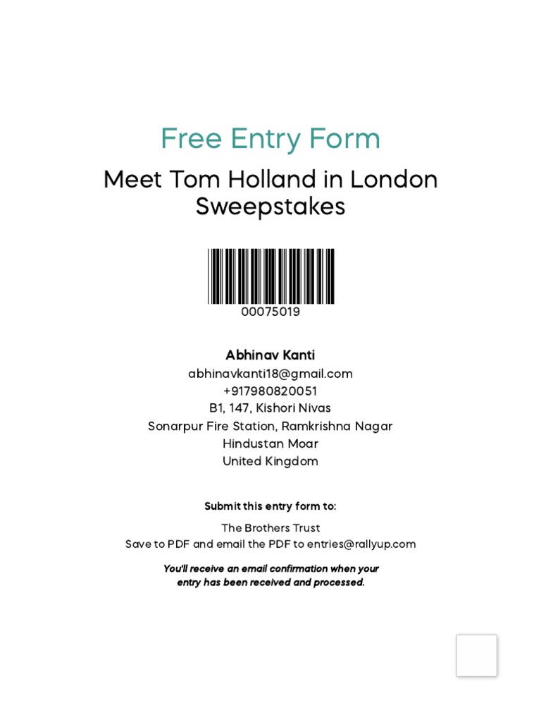 Mail-In Entry Form - RallyUp | PDF