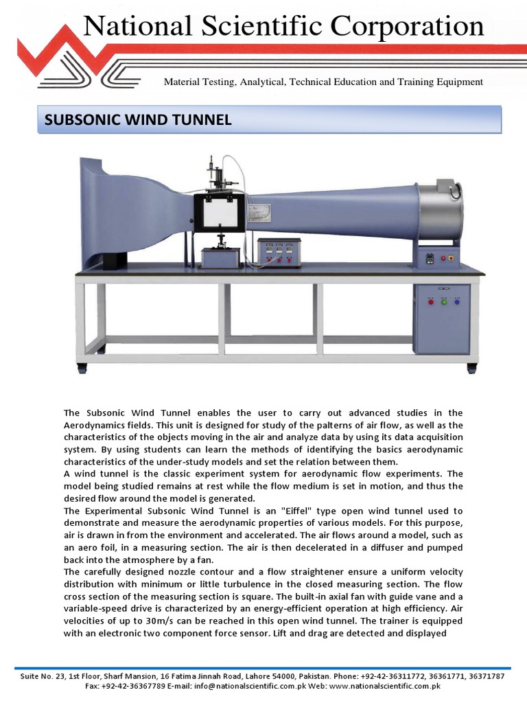 Subsonic Wind Tunnel With Software | PDF | Wind Tunnel | Aerodynamics