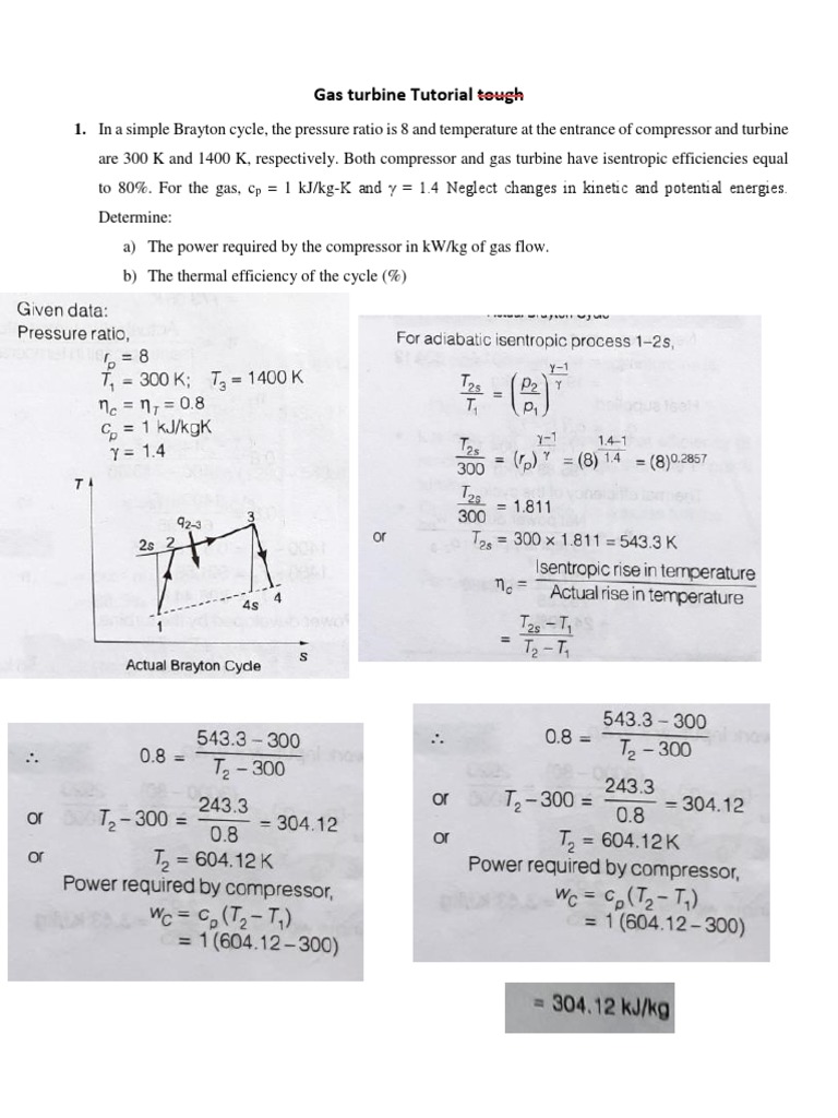 Solutions Gas Turbines Q1-8 | PDF | Gas Turbine | Gases