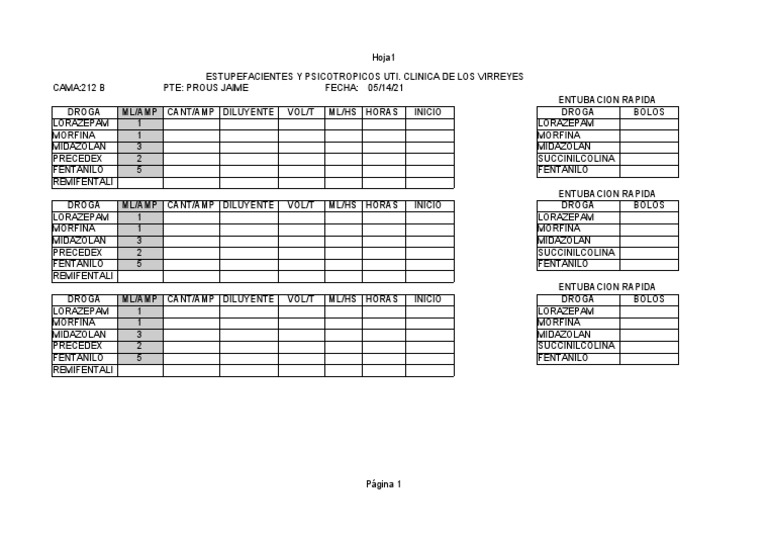 Hoja de Control de Estupefacientes y Psicotropicos | PDF