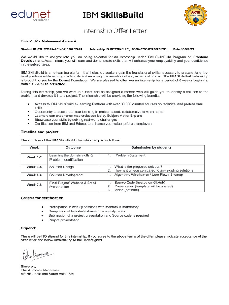 2626 Internship Offer Letter Combined-702 | PDF | Internship | Job Hunting