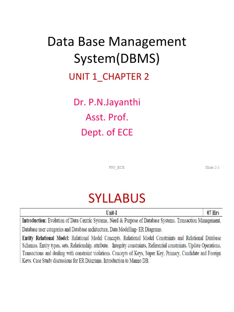 Unit 1.1 Ch2 Data Base Model PNJ | PDF | Databases | Conceptual Model