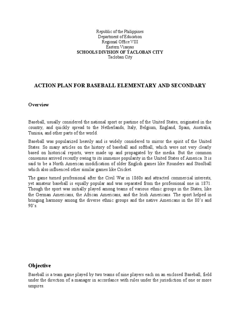 Action Plan For Baseball | PDF | Pitcher | Batting (Baseball)