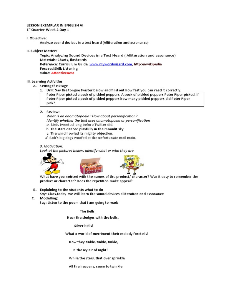 LESSON-EXEMPLAR-IN-ENGLISH-VI-week 2 | PDF | Plural | Idiom