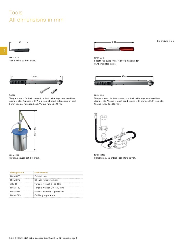 ABB Cable Tools and Accessories Guide | PDF | Electrical Connector ...