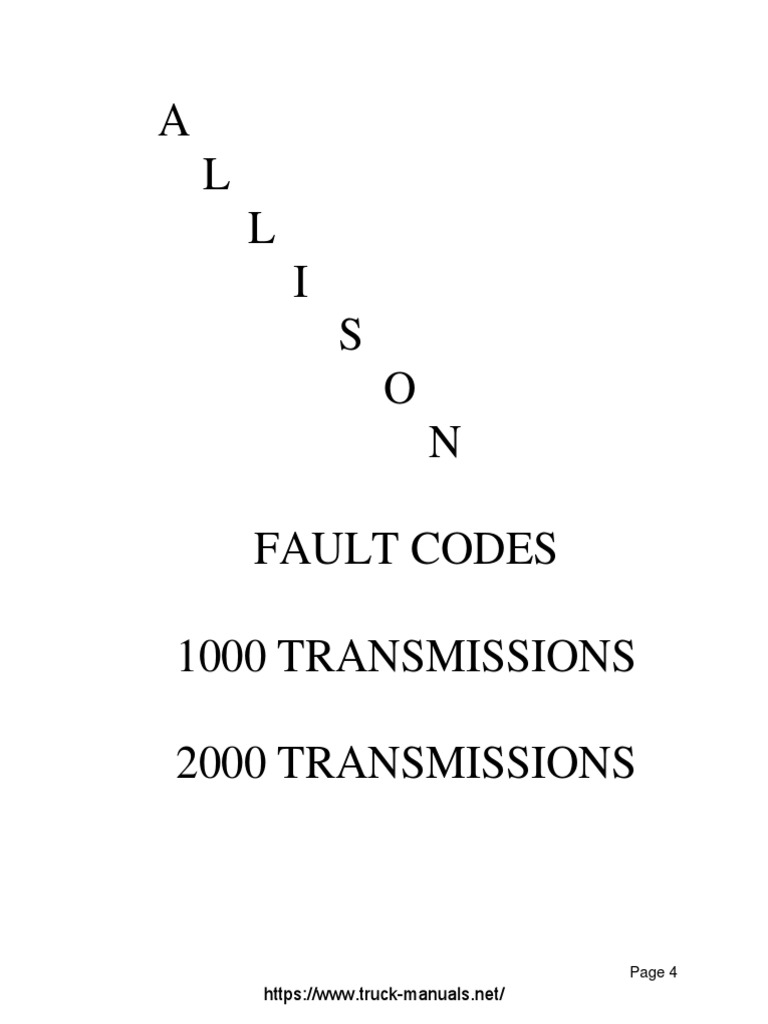 Allison Transmission 1000 - 2000 Fault Codes DTC | PDF | Manual Transmission | Automatic ...