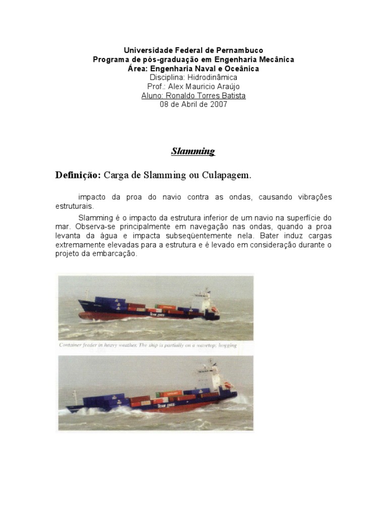 Impacto de Slamming em Navios | PDF | Ciências e Matemática